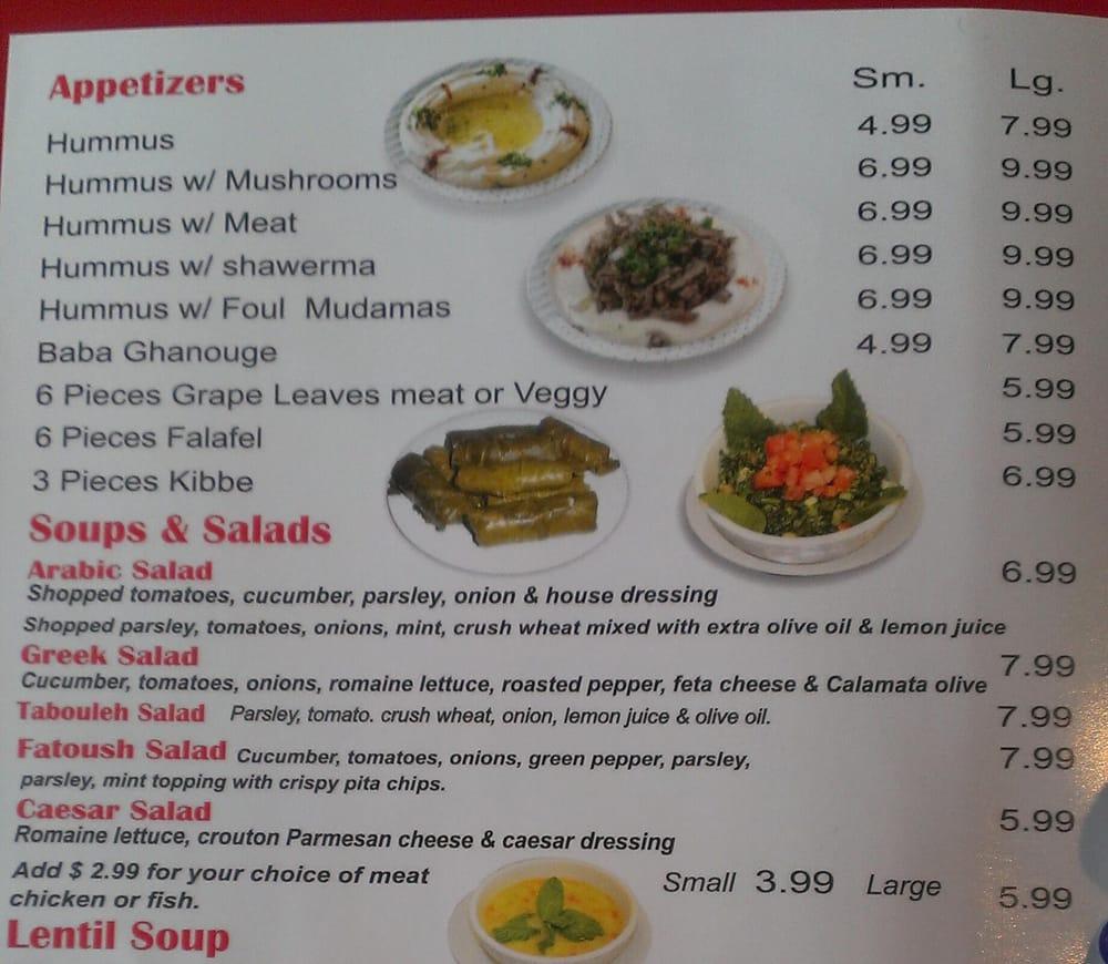 Menu at Pita Shop restaurant, Miramar