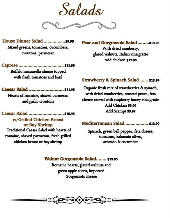 Menu at Bella Italia restaurant, Fortuna