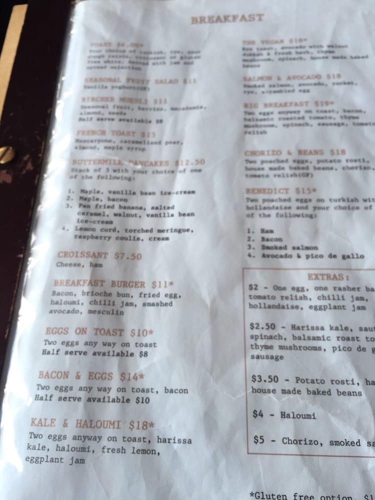 Menu at Juniper and Pine Cafe Restaurant, Brighton