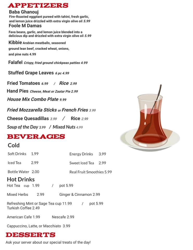 Menu at Vip Mediterranean Restaurant, Cold Spring