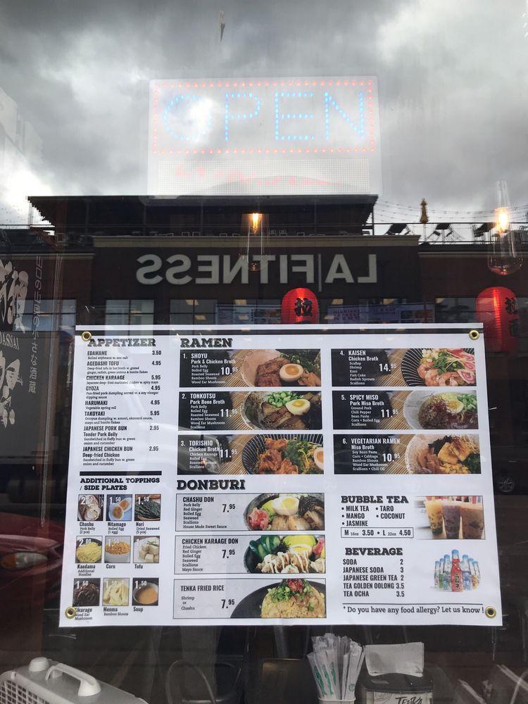 Menu at Tenka Ramen restaurant, Minneapolis