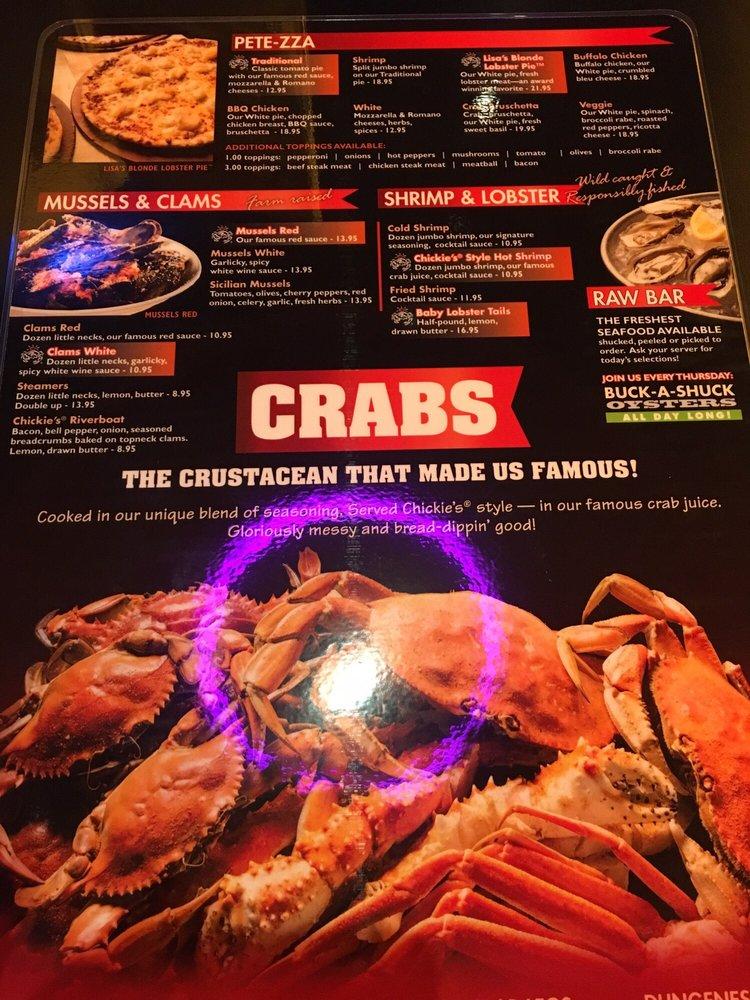 Menu at Chickie's & Pete's pub & bar, Atlantic City