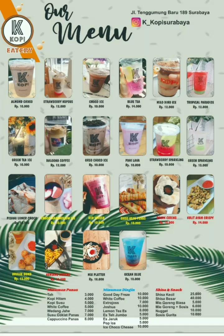Menu at K - Kopi cafe, Surabaya
