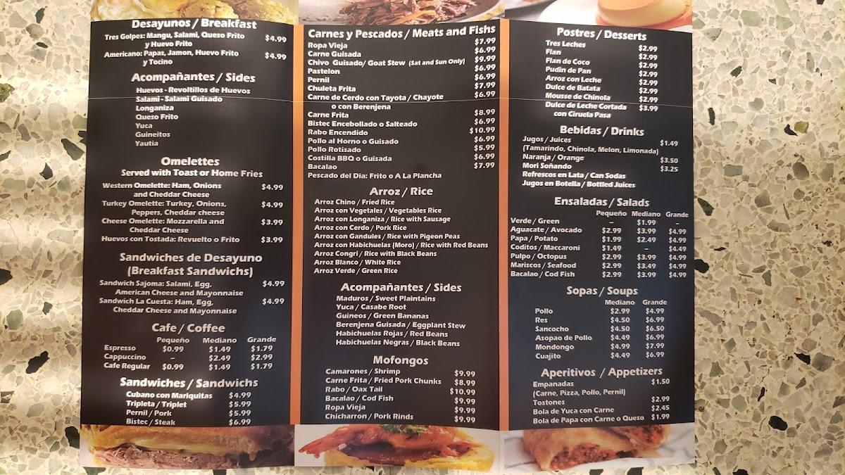 Carta del restaurante Lechonera Latina 5 (McCoy), Orlando