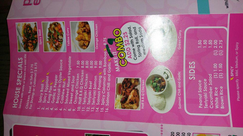 Menu at Pink Elephant restaurant, Los Angeles, Sherman Way