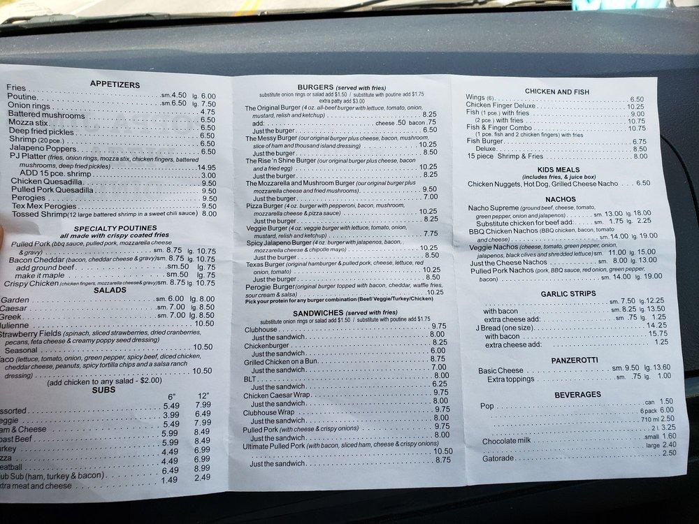 Menu at Poppa Jim's Pizza & Diner pizzeria, Lambton Shores