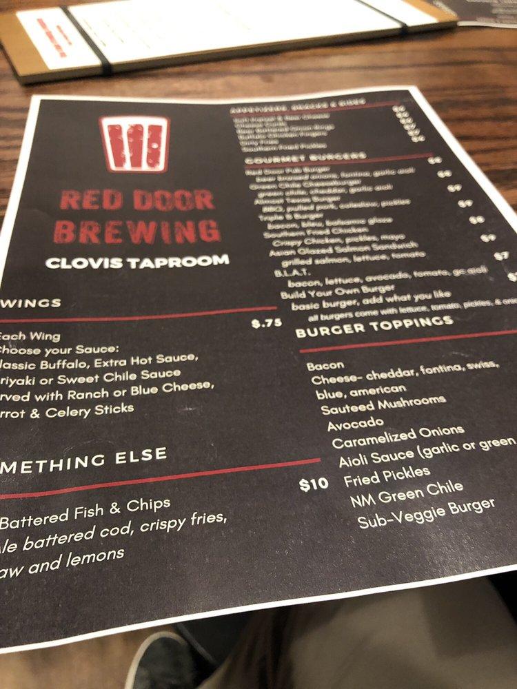 Menu at Red Door Brewing pub & bar, Clovis