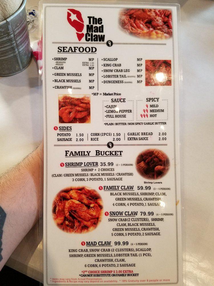 Menu at The Mad Claw restaurant, Rancho Cucamonga