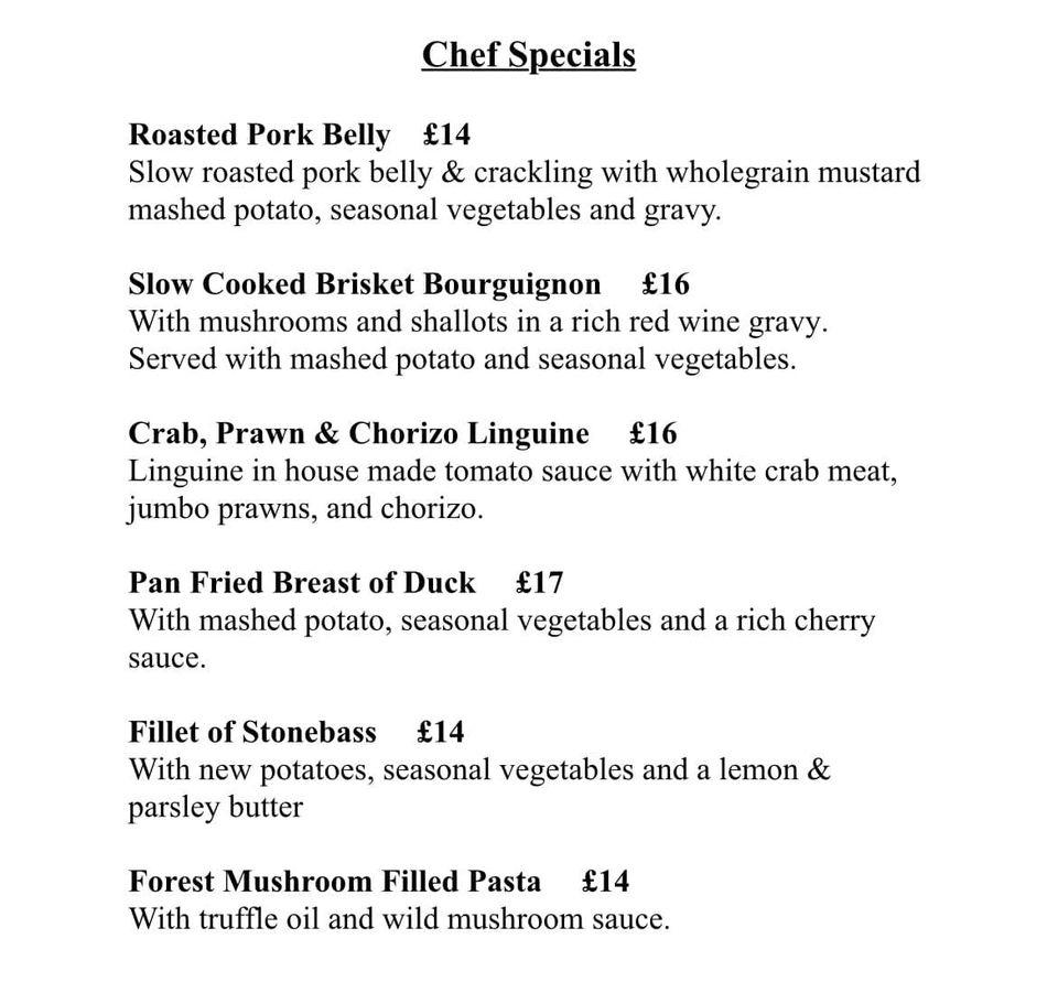 Menu at The Monument pub & bar, Whitstable