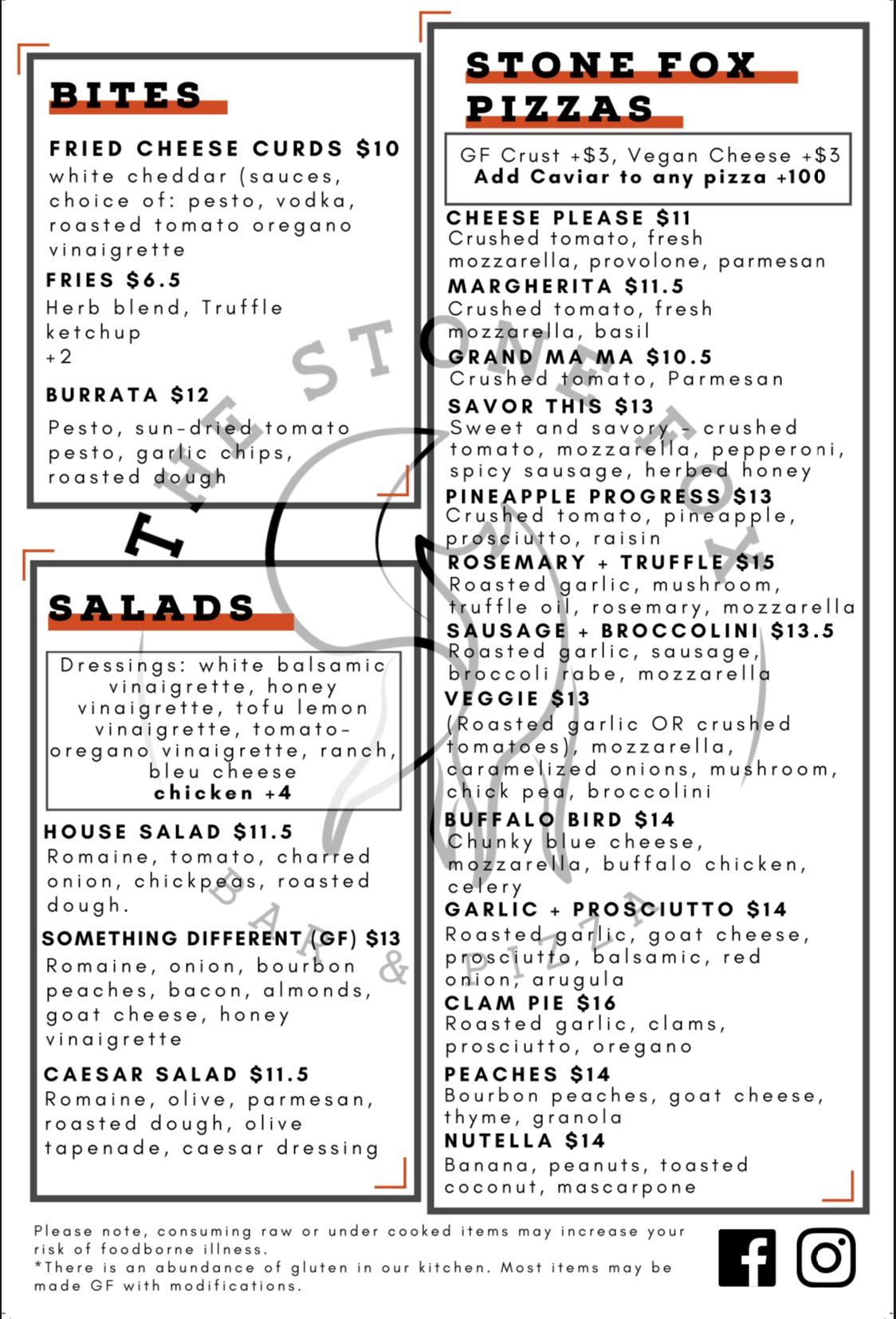 Menu at The Stone Fox pub & bar, Binghamton