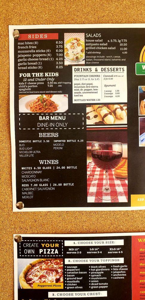 Menu at Water Street Pizzeria, Henderson