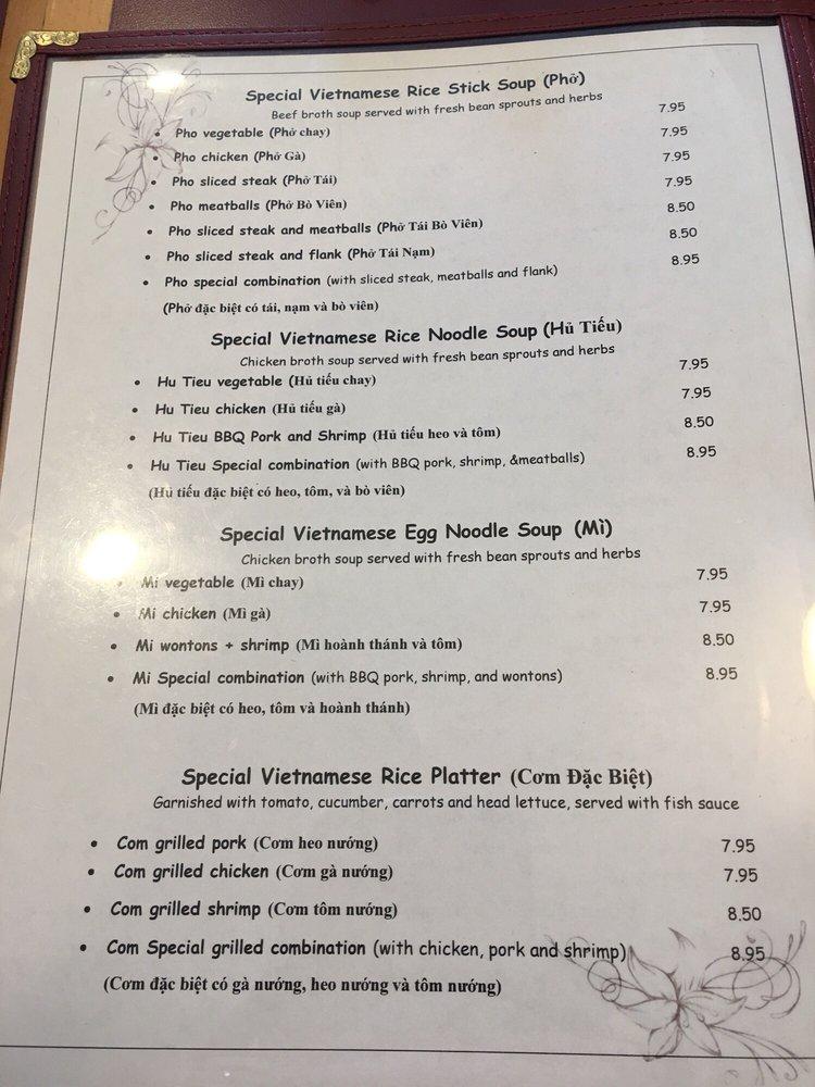 Menu at Wild Orchid Restaurant, Maplewood