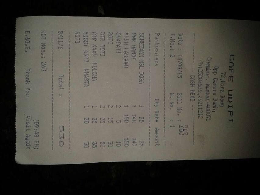 Menu at Cafe Udipi, Mumbai, 72