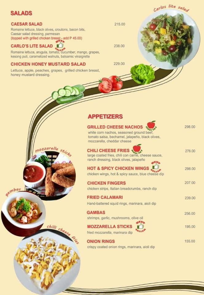 Menu at Carlos Pizza Serin Tagaytay restaurant, Tagaytay
