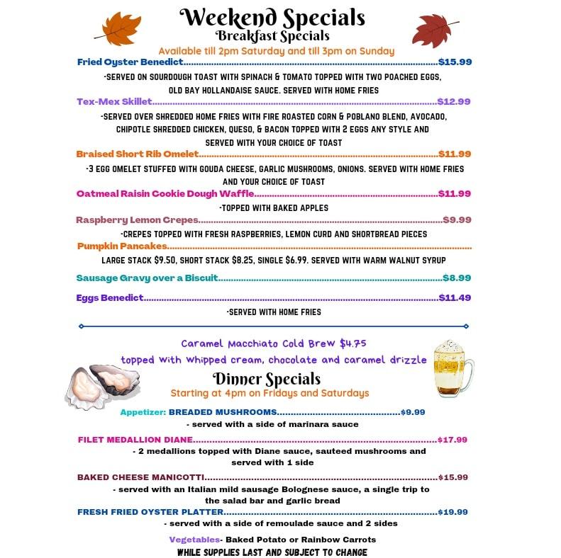 Menu at Energy Station restaurant, Harleysville