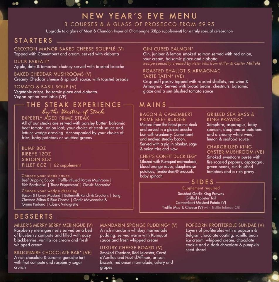 Menu at Miller & Carter Ruislip steakhouse, Ruislip, 154 Bury St
