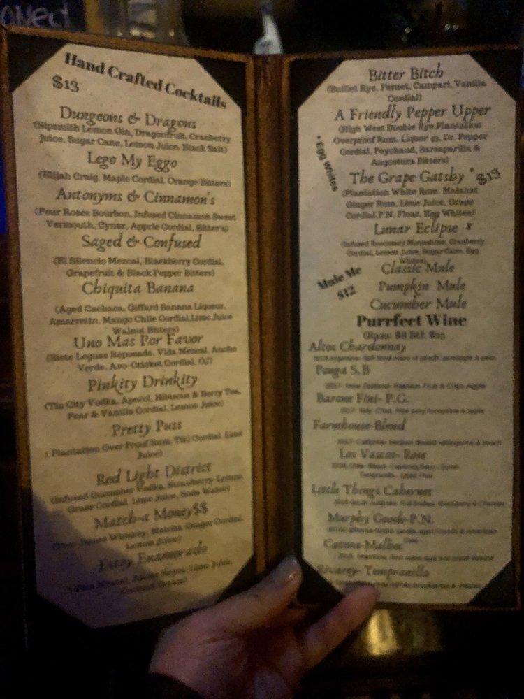 Menu at Ruin Bar, Costa Mesa