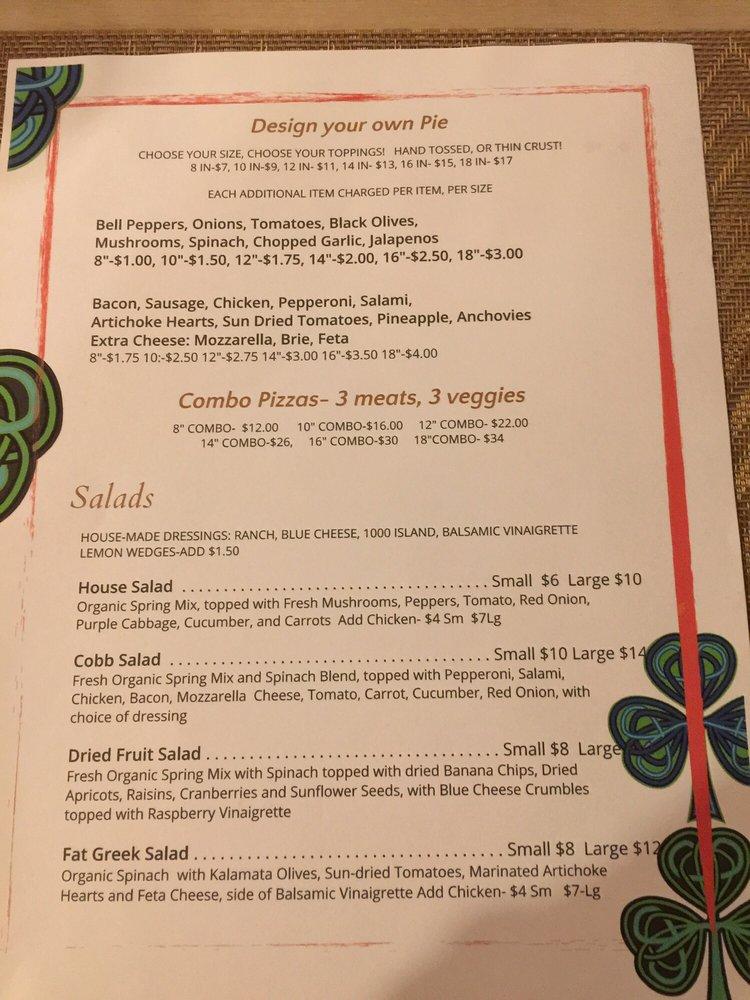 Menu at Gallagher's Restaurant and Pub, Eureka