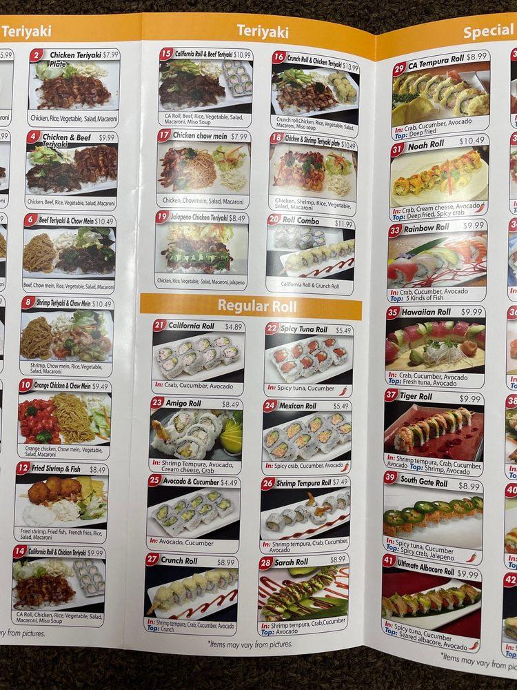 Menu at TH Teriyaki House restaurant, South Gate