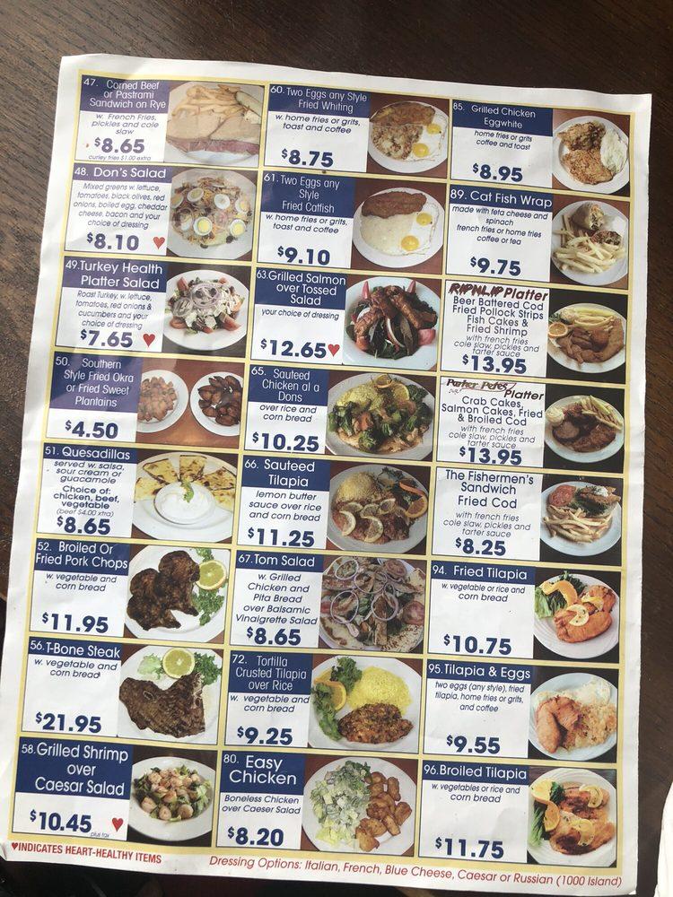 Menu at Dons Diner restaurant, Irvington