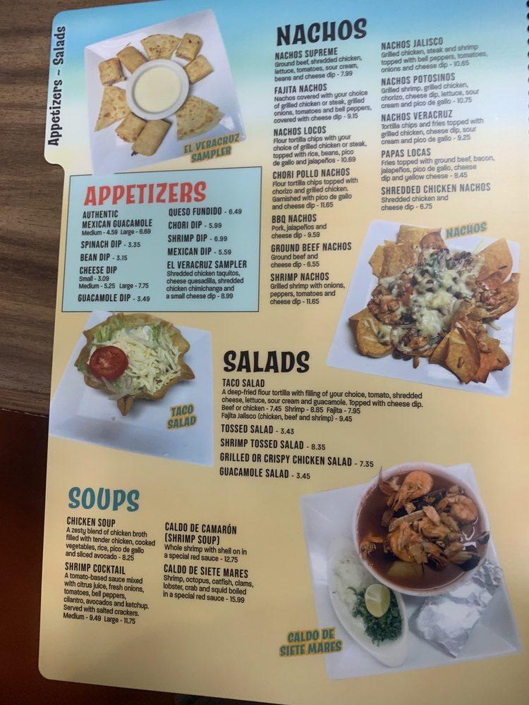 Menu at El Vera Cruz #6 restaurant, Middleton