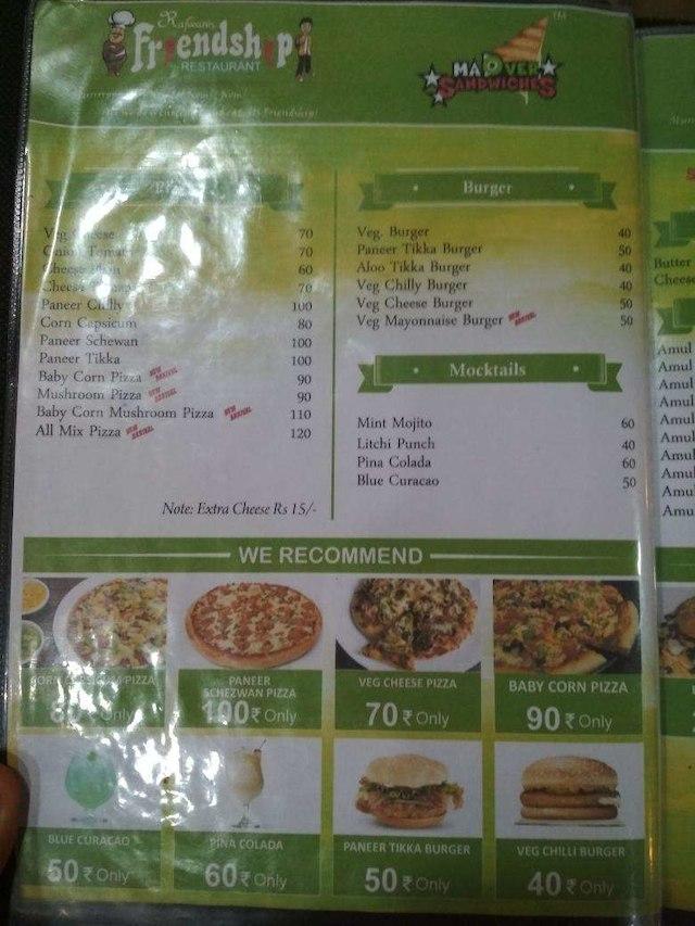 Menu at Friendship Restaurant, Nashik, G20