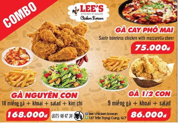 Menu at Lee's Chicken Korean restaurant, Ho Chi Minh City