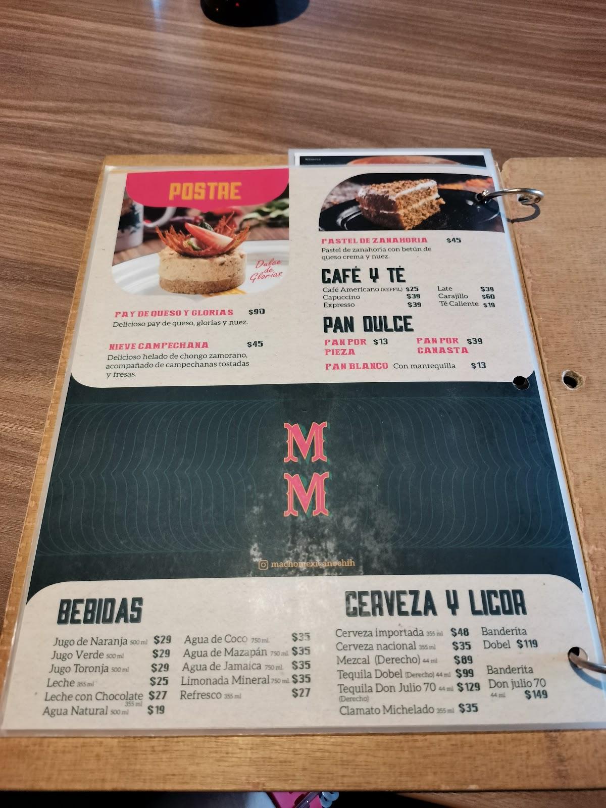 Carta del restaurante Macho Mexicano, Chihuahua, Perif. del la Juventud ...