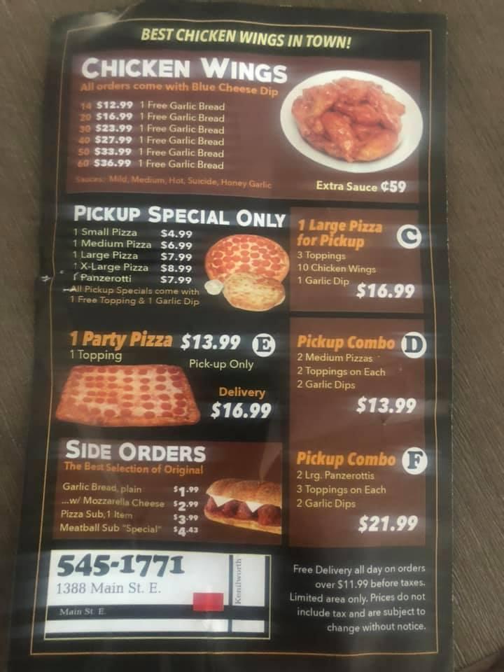 Menu at Original Pizza pizzeria, Hamilton