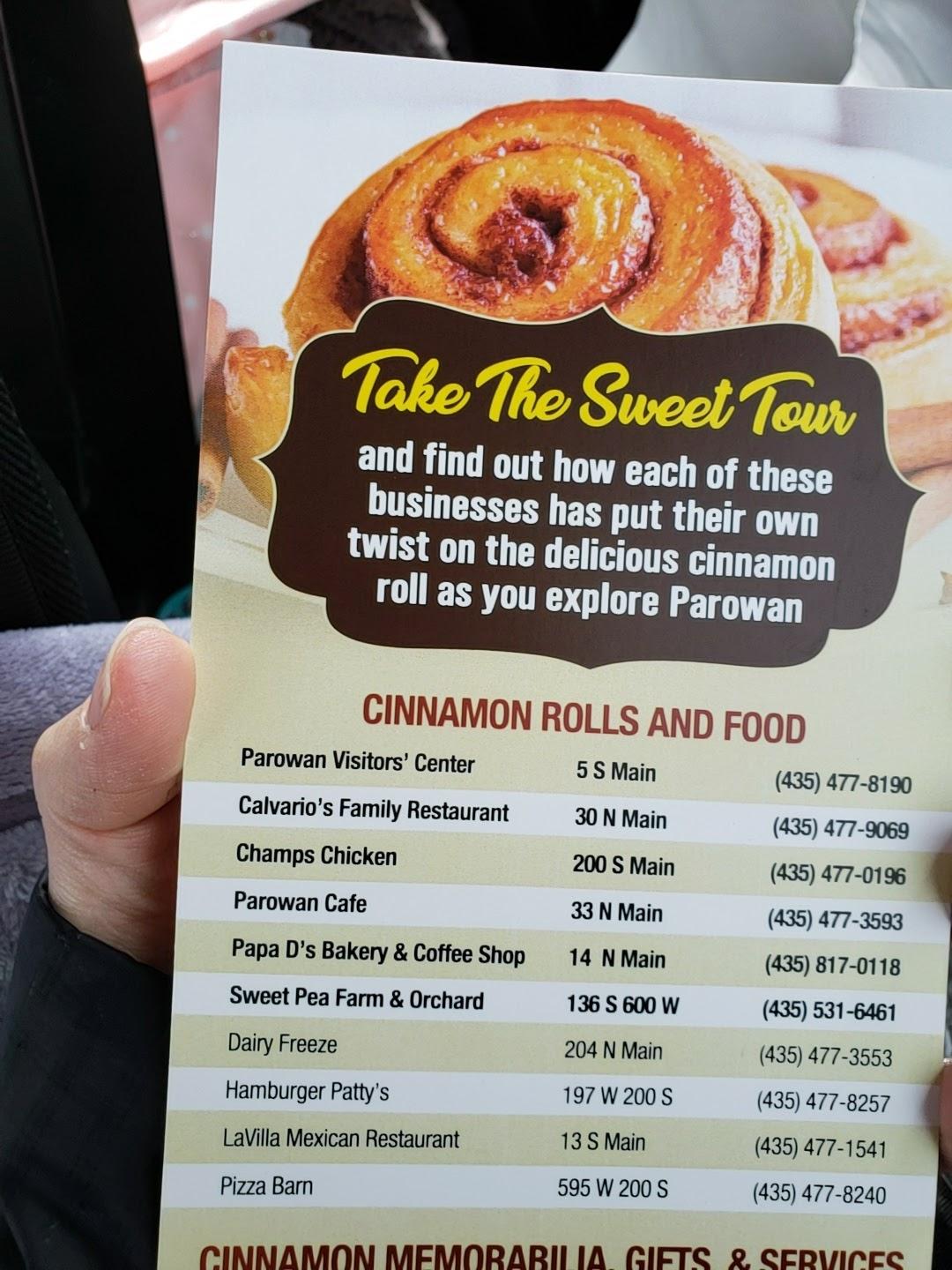 Menu at Parowan Cafe, Parowan