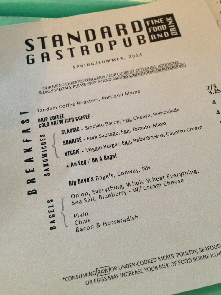 Menu at STANDARD GASTROPUB, Bridgton, 233 Main St