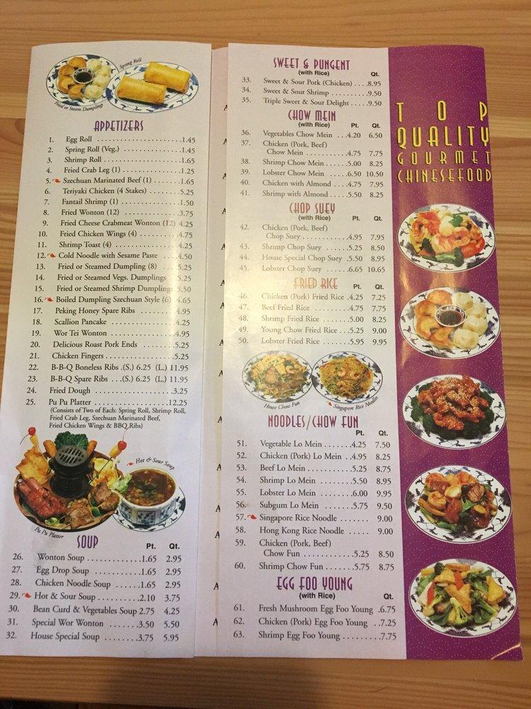 Menu at Szechuan King restaurant, Saugerties