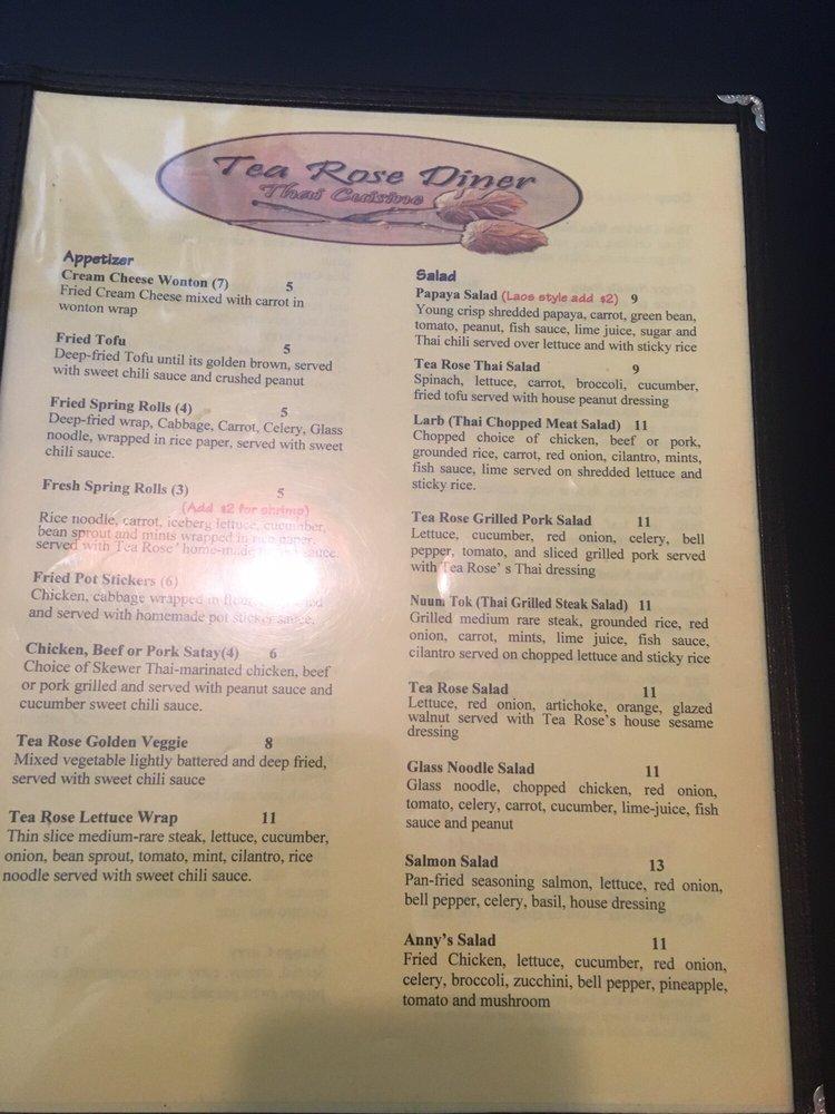 Carta del restaurante Tea Rose Diner, Murray