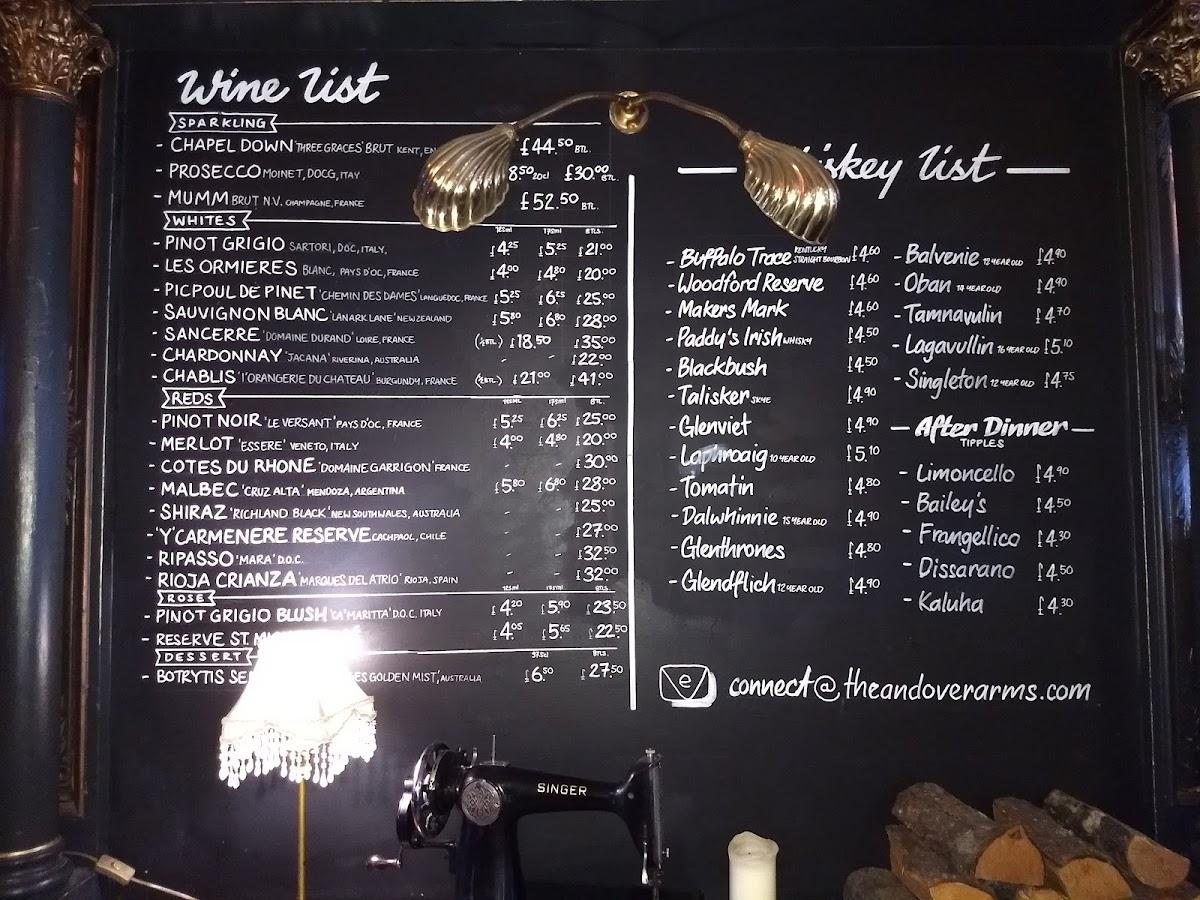 Menu at The Andover Arms pub & bar, London