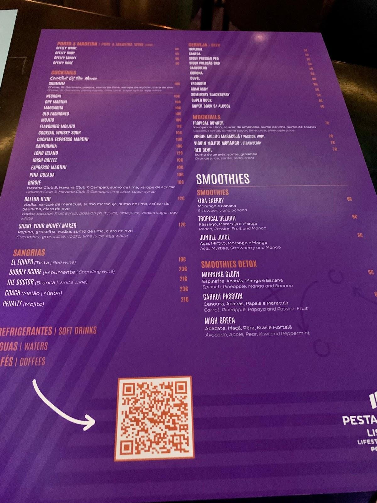 Menu at CR7 Corner Bar & Bistro Baixa, Lisbon