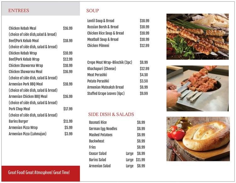 Menu at Barin's Kitchen, Hagersville