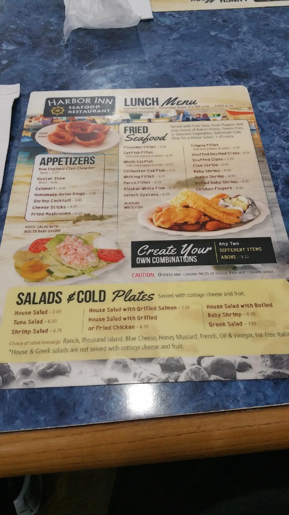 Menu at Harbor Inn Seafood Restaurant, Columbia, Two Notch Rd