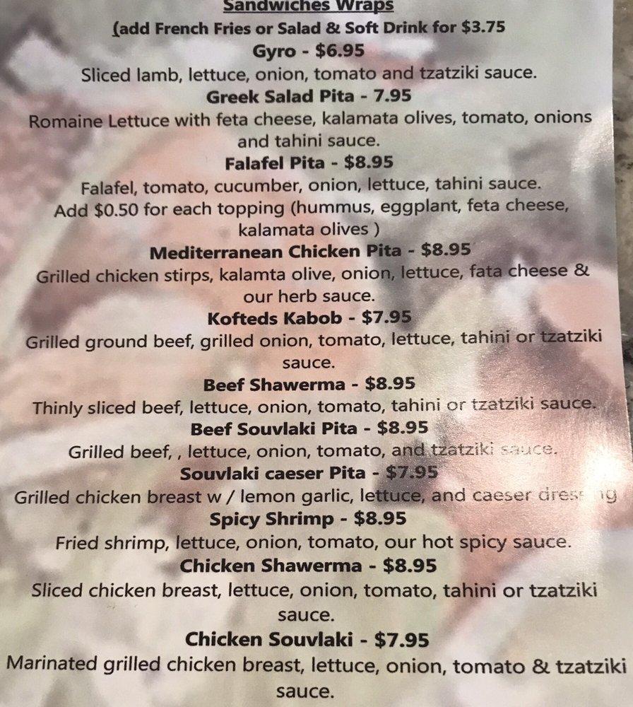 Menu at Opa Greek Restaurant, Naples, 336 9th St N