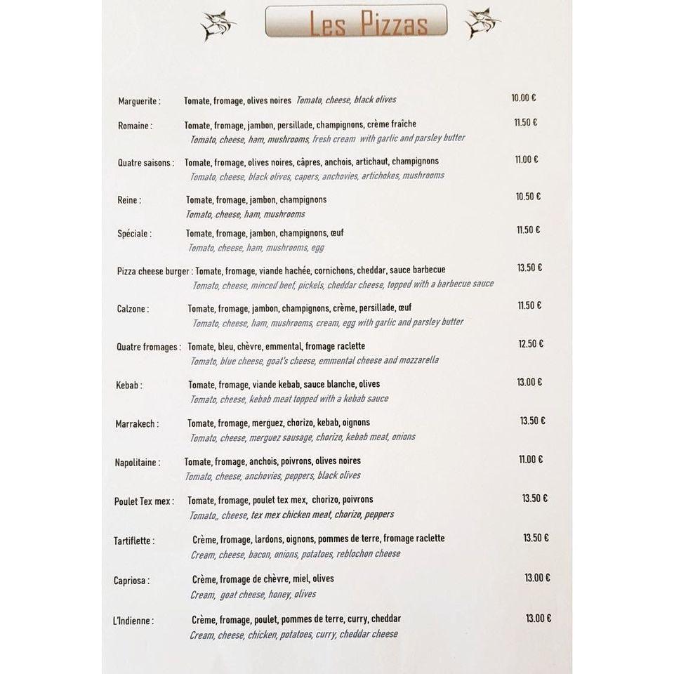 Menu at Restaurant l'Espadon, Saint-Cyprien