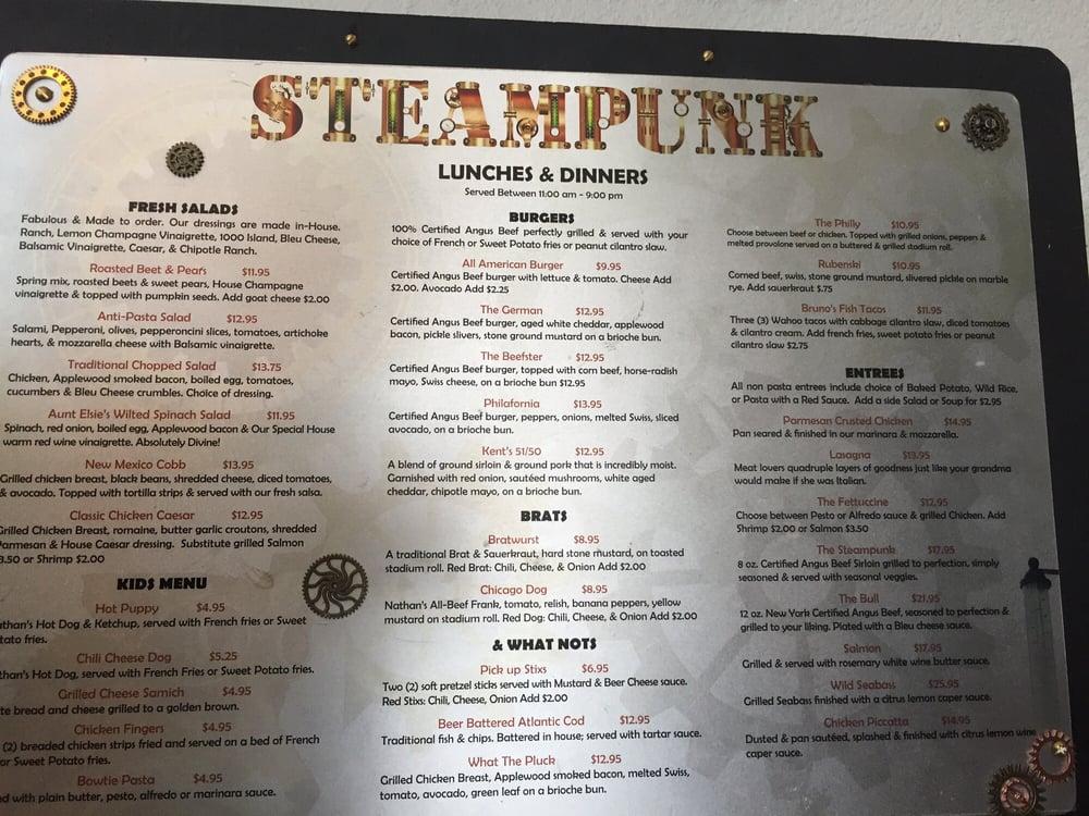 Menu at Steampunk Café & Grill cafe, Tehachapi