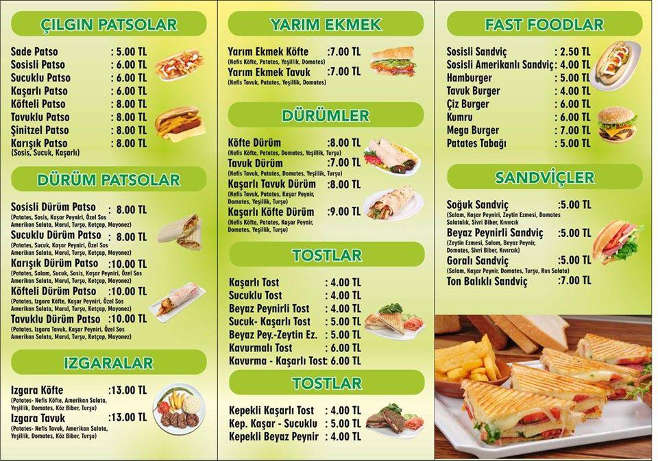 Menu at Vita-mini büfe&cafe, Istanbul