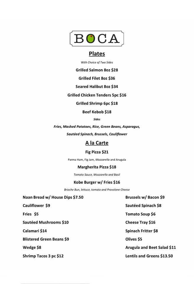 Menu at Boca pub & bar, Hickory