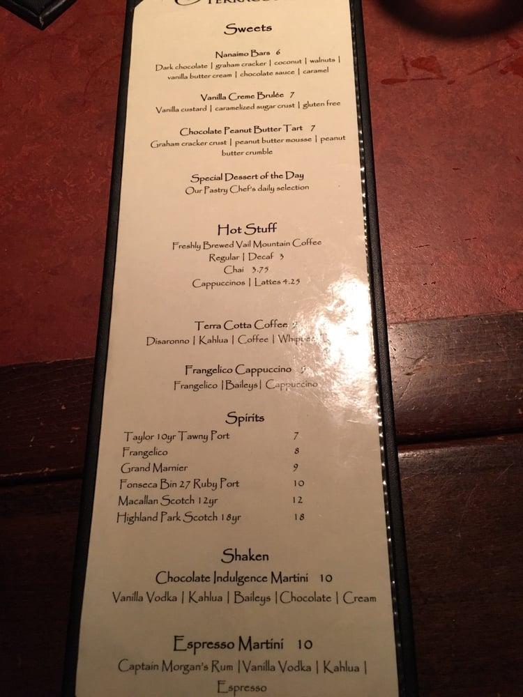 Menu at Cafe Terracotta, Littleton