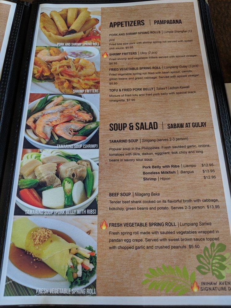Menu at Inihaw Avenue Filipino Kitchen BBQ, Irving