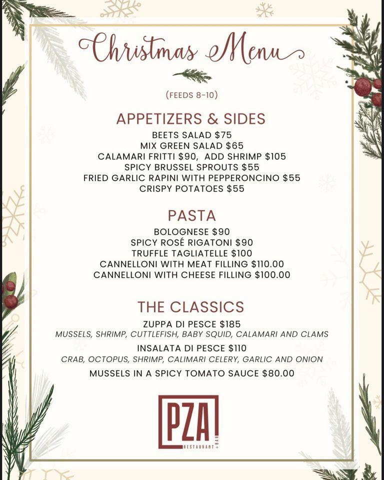 Menu at PZA Restaurant, Vaughan
