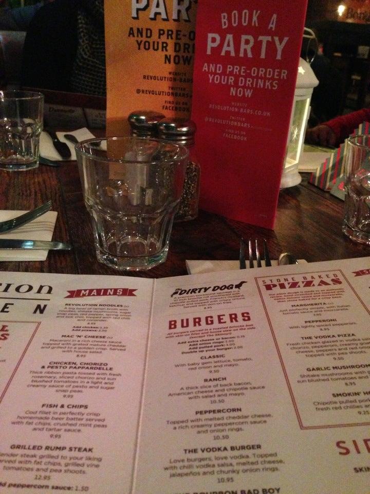 Menu at Revolution Liverpool - Albert Dock pub & bar, Liverpool, Unit 4M