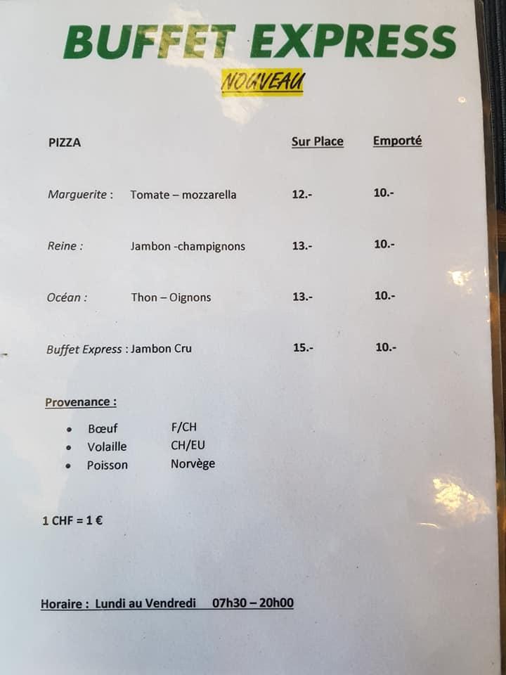 Menu at Buffet Express, Geneva