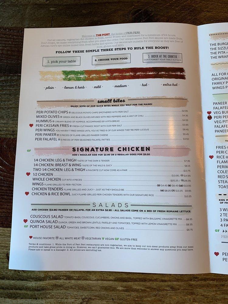 Menu at The Port Of Peri Peri restaurant, Fremont