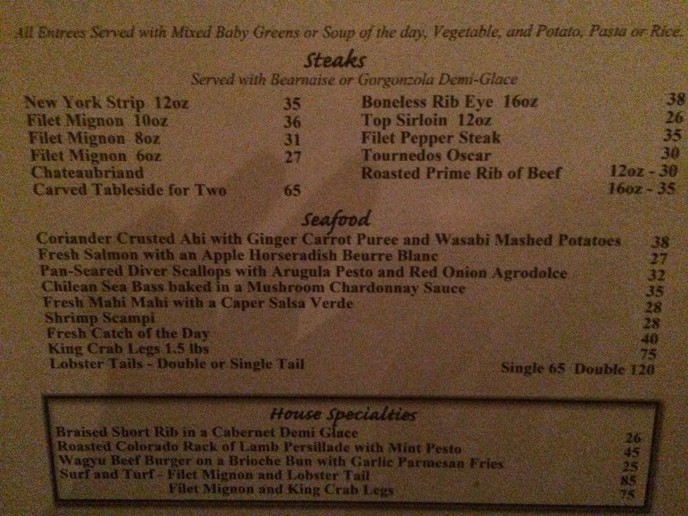 Menu at Duke's Steakhouse, Carson City