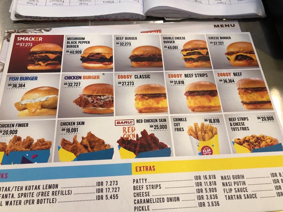Carta del restaurante Flip Burger, Surabaya, Jl. Pregolan Bunder No.44